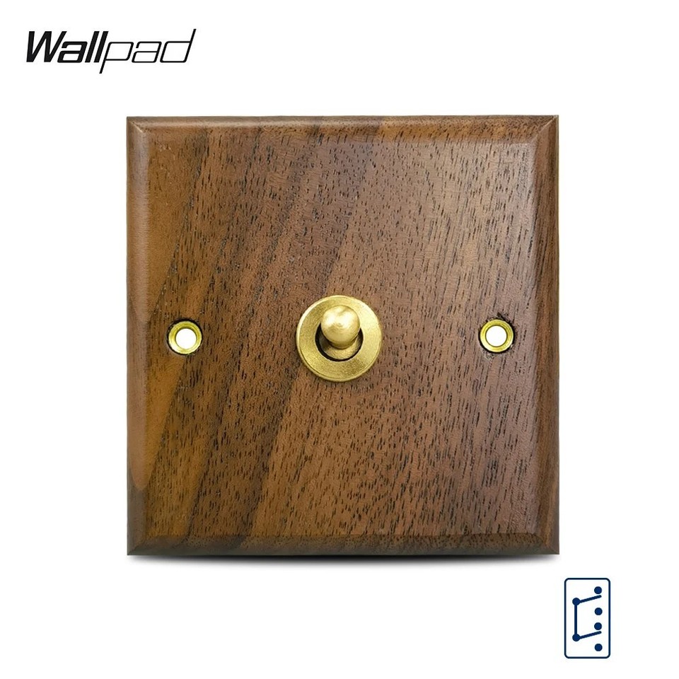 Vintage European Style Wooden Brass Toggle Wall Light Switch Retro ...