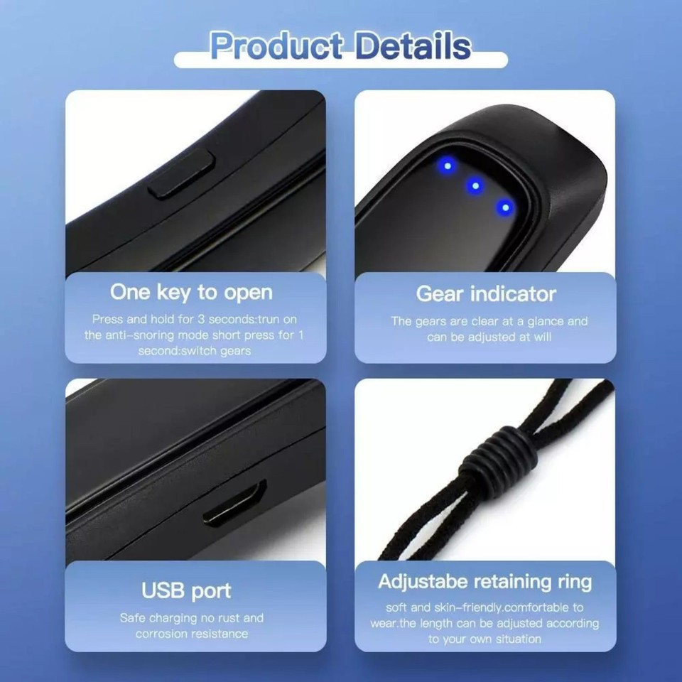 New Smart Snoring Stopper Sleep Aid Anti Snoring Chin Device Muscle ...