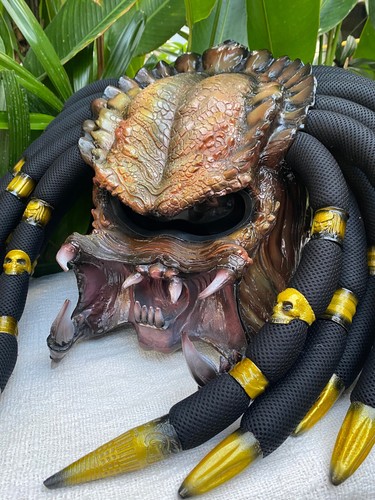 Golden Brown custom predator motorcycle helmet with Dreads and Fangs | eBay