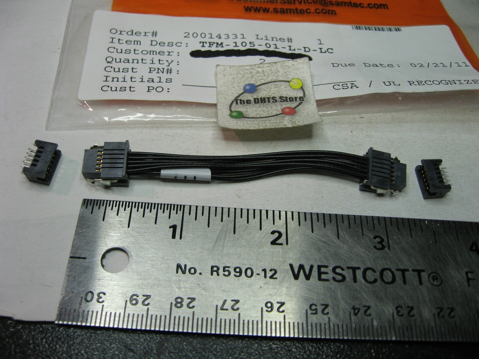 Samtec TFM-105-02-L-D-LC Header Connector Receptacle 10-Pin w 3" Patch ...