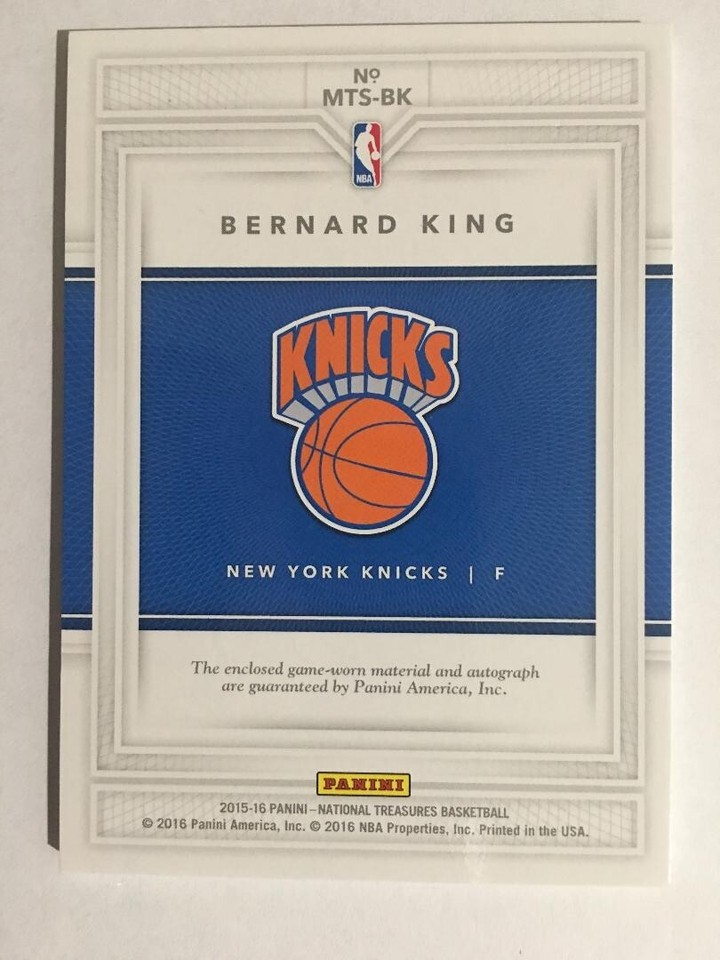PANINI NATIONAL TRESURES # MTS-BK BERNARD KING AUTOGRAPH 49 /99 ...