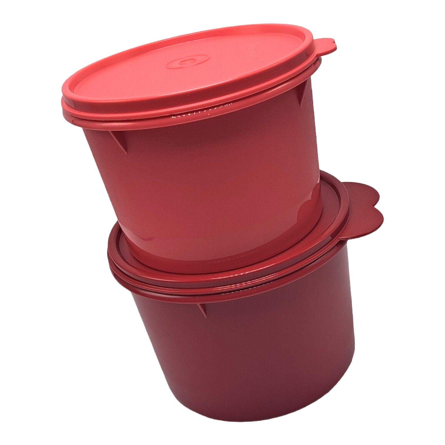 Tupperware 2 Pc. Stacking Canisters Pink 1 Quart 263 and Red 2 Quart ...