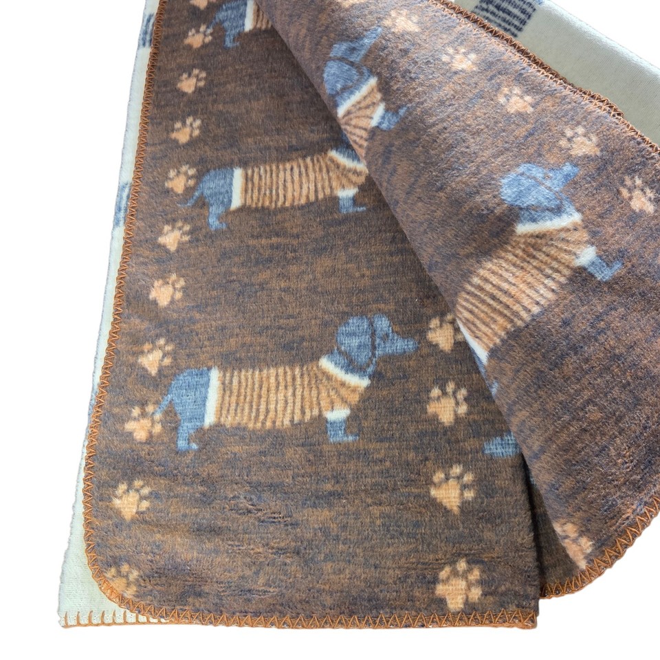 Docofil Ivory Brown Cozy Throw Blanket Dachshunds Print 51x67 Made in ...