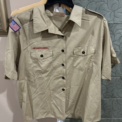 Boy Scout UNIFORM SHIRT Women Ladies Blouse Shirt Sz 46-48 Tan Short ...