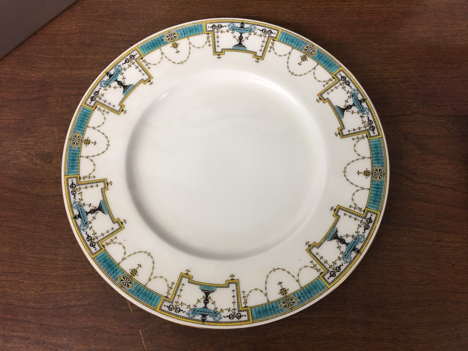 Minton 10-1/4" Dinner Plate K103 Turquoise Band, Urns, Ribbon & Swags ...