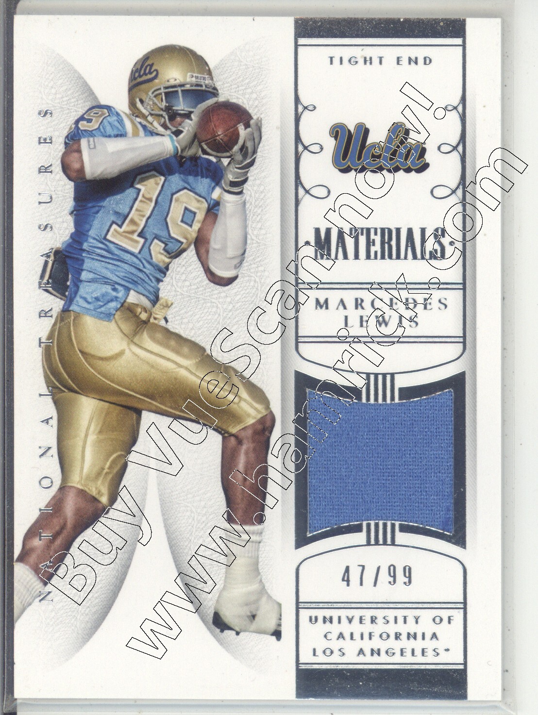 marcedes lewis gu game used jersey patch ucla bruins college #/99 2015 ...