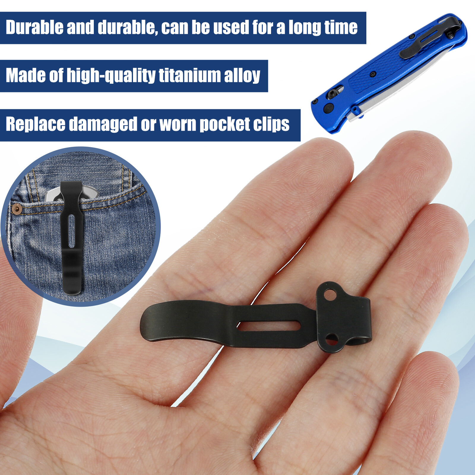 2Pcs Deep Carry Pocket Clips Titanium Alloy Pocket Clip DIY Small ...