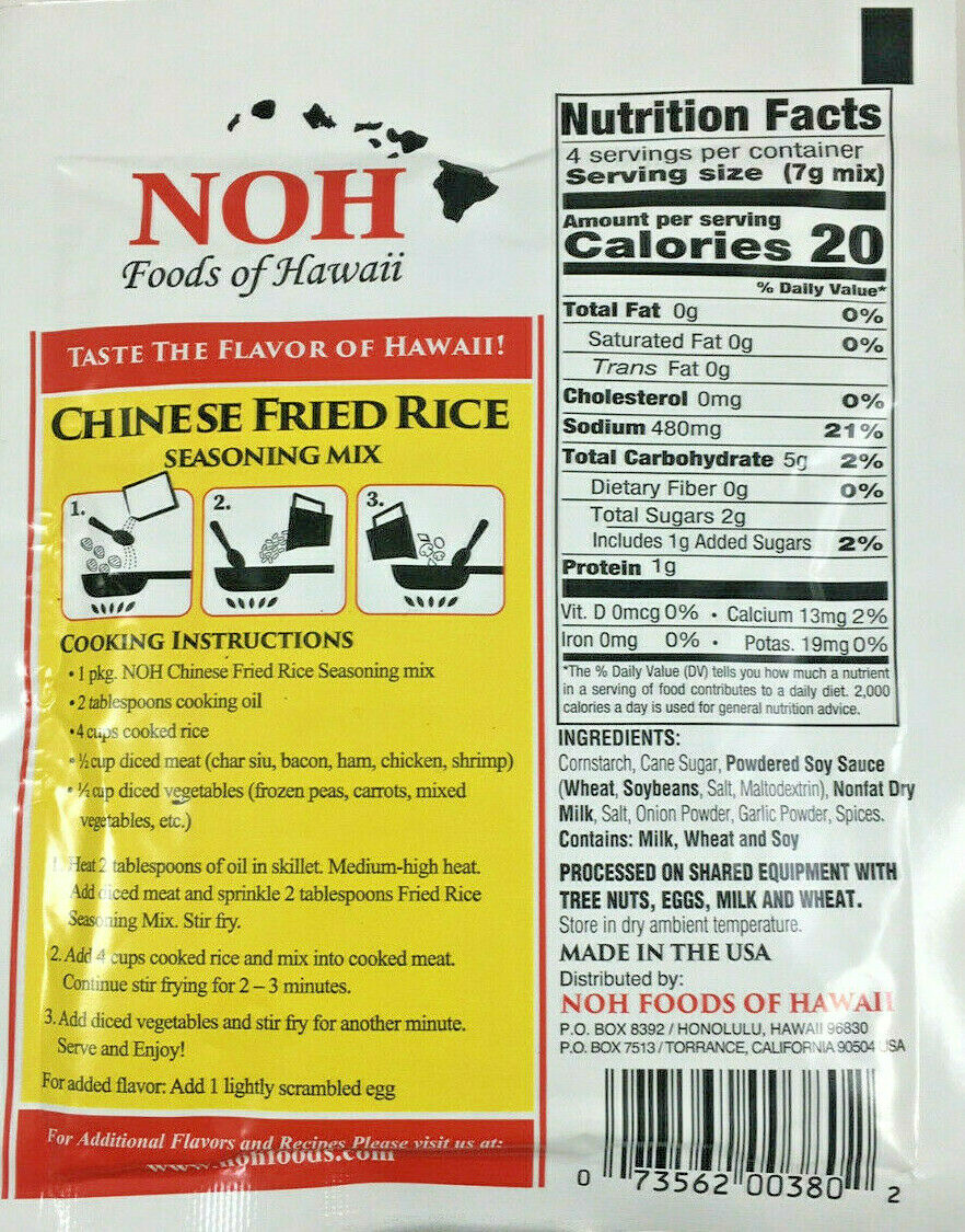 NOH Foods of Hawaii CHINESE FRIED RICE Seasoning Mix 1 Oz 28g NO MSG ...