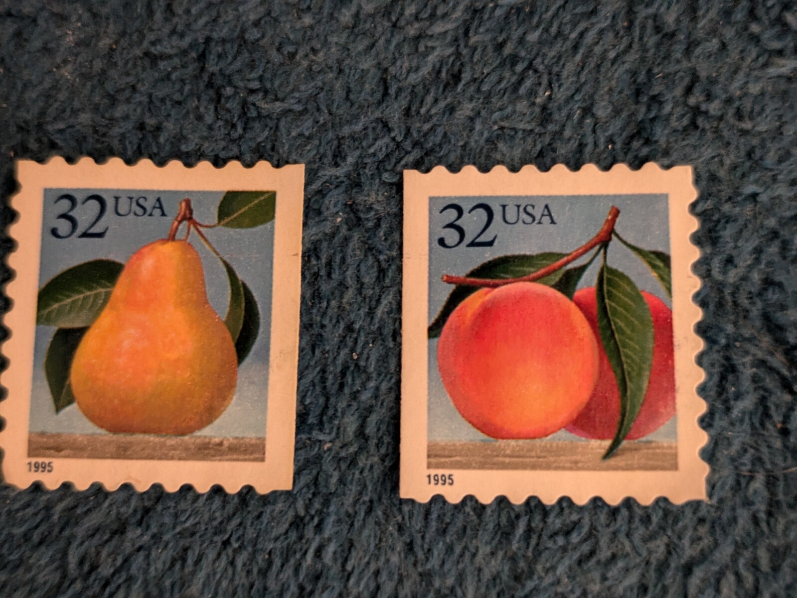 (1) Pear 32 Cent Stamp - (1) Peach 32 Cent Stamp - MINT Condition! | eBay