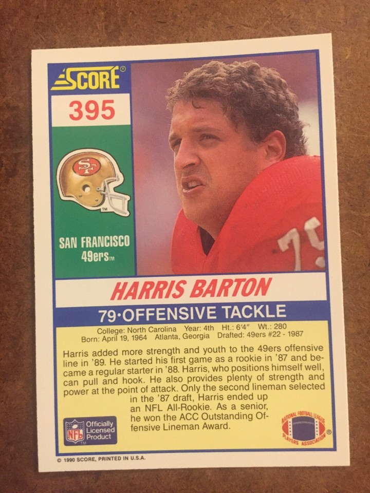 Harris Barton 395 Score 1990 NFL Football Trading Card | eBay
