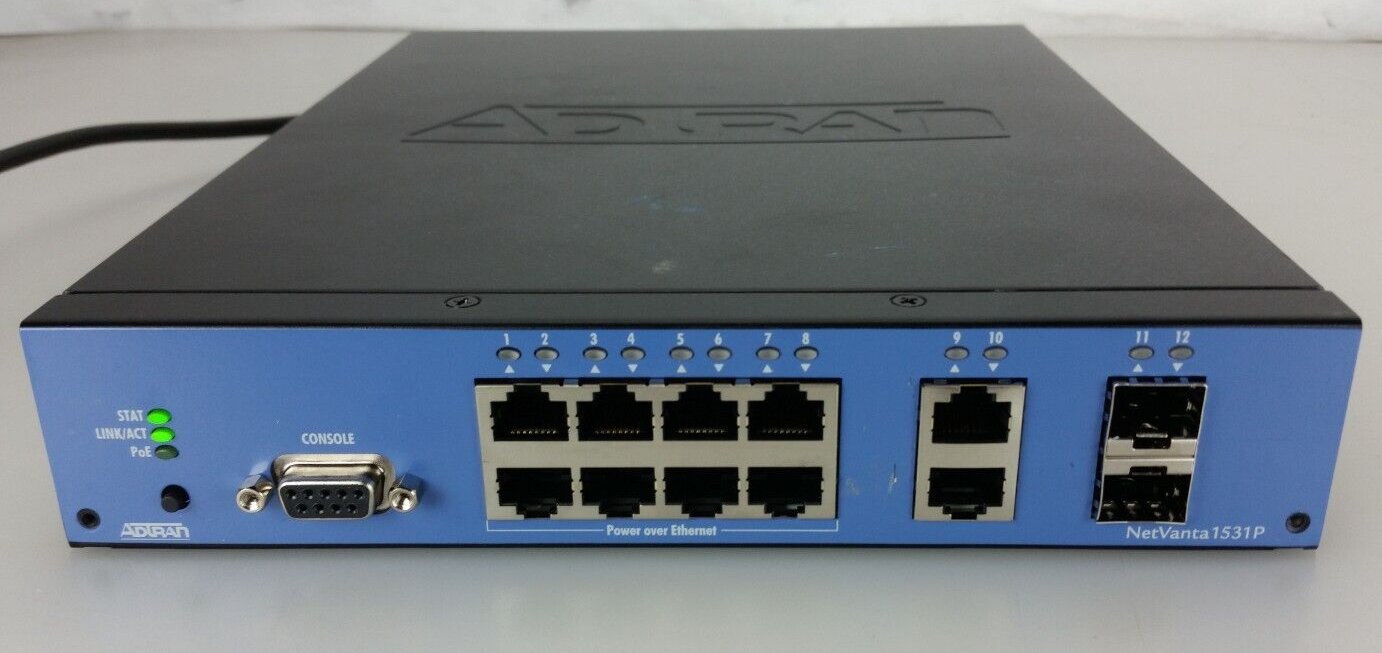 ADTRAN NETVANTA 1531P 12 PORT GIGABIT L3 lite SWITCH 8 PORTS POE+ 65W 2 ...