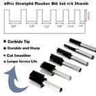 6Pcs Straight Router Bit Set 1/4 Shank, Double Flute Straight Bit Dado ...