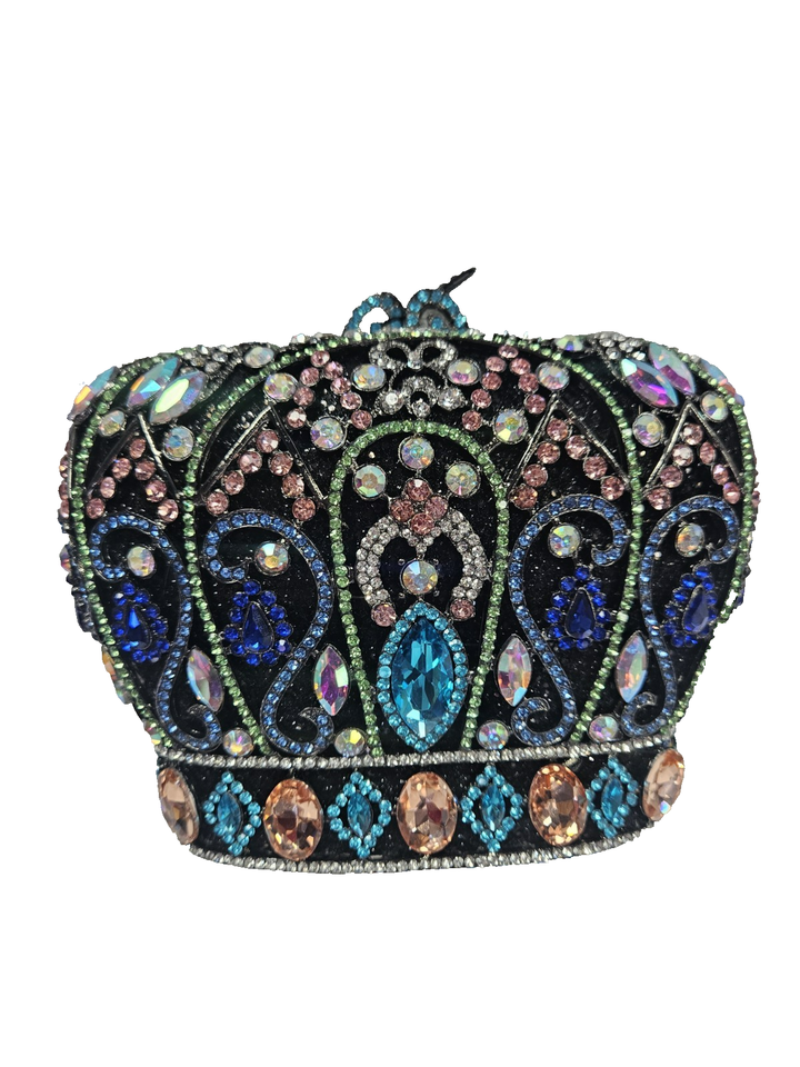 Natasha Crystal Crown Clutch Multicolor Rhinestone Evening Bag NWT | eBay