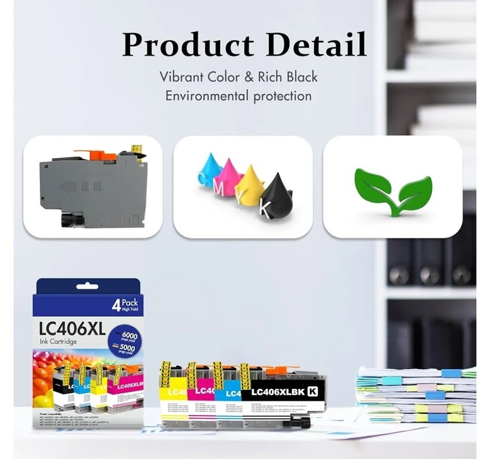 LC406 LC406XL Ink Cartridges for Brother Printer 406XL LC 406 XL for ...