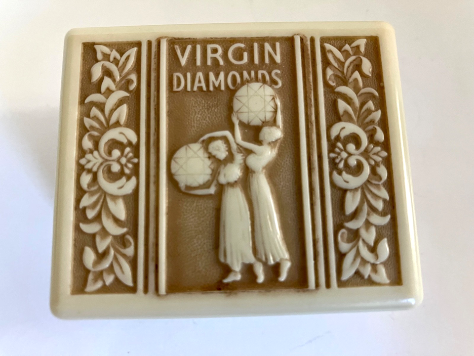 "Virgin Diamonds" Signed Art Deco Celluloid Double Ring Presentation ...