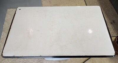 Vintage 1938 PORCELAIN ENAMEL TABLE TOP 25x40" WHITE BLACK RICHMOND ...
