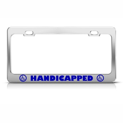 Metal License Plate Frame Handicapped Handicap Car Accessories Chrome ...