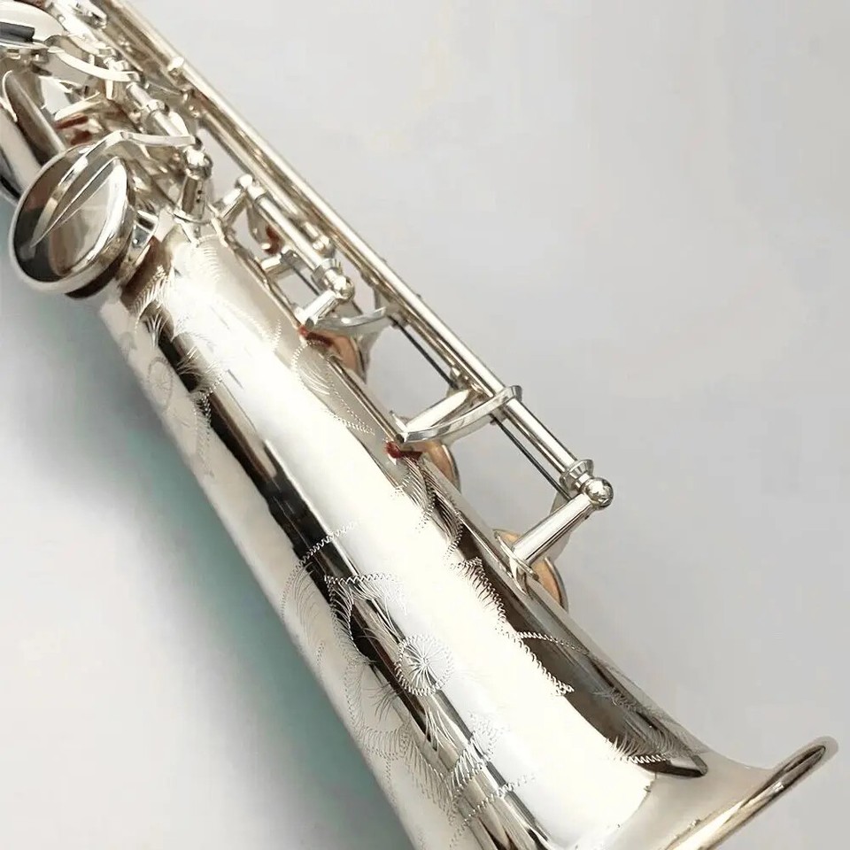 Silver 82Z soprano saxophone B flat carved pattern instrument sax ...