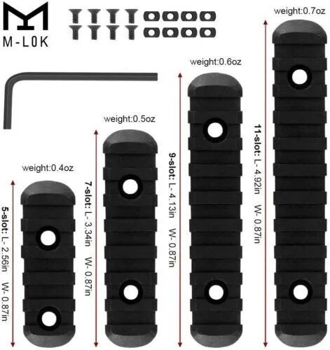 for M-LOK Polymer Picatinny Rail Section Set 5 7 9 11 13 Slot 5 Rail ...