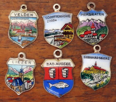 Vintage silver AUSTRIA AUSTRIAN GERMANY SOUVENIR ENAMEL TRAVEL SHIELD ...