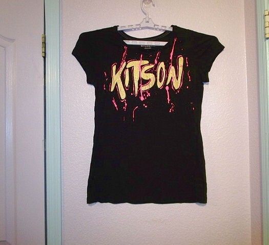 Vintage KITSON LA Logo GLITTER Sparkle Size L T-SHIRT… - Gem