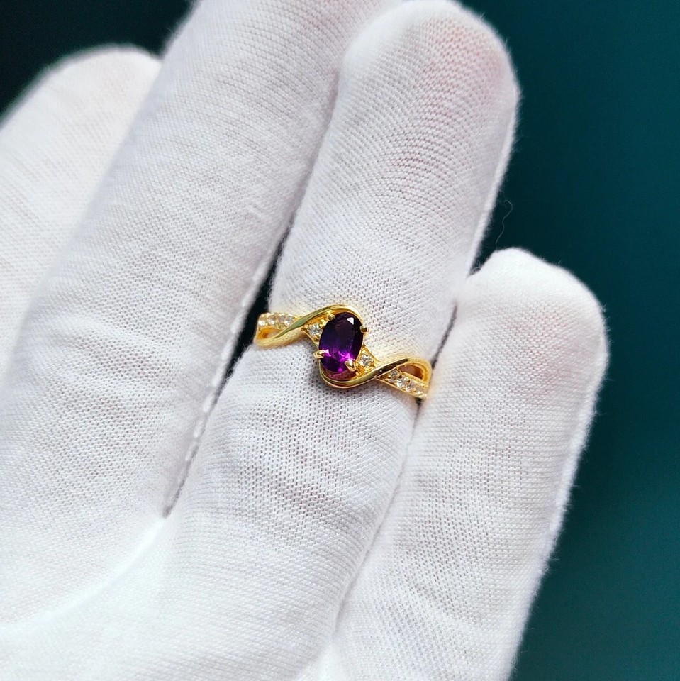 Natural Amethyst Ring, 92.5 Solid Sterling Silver Handmade Ring ...