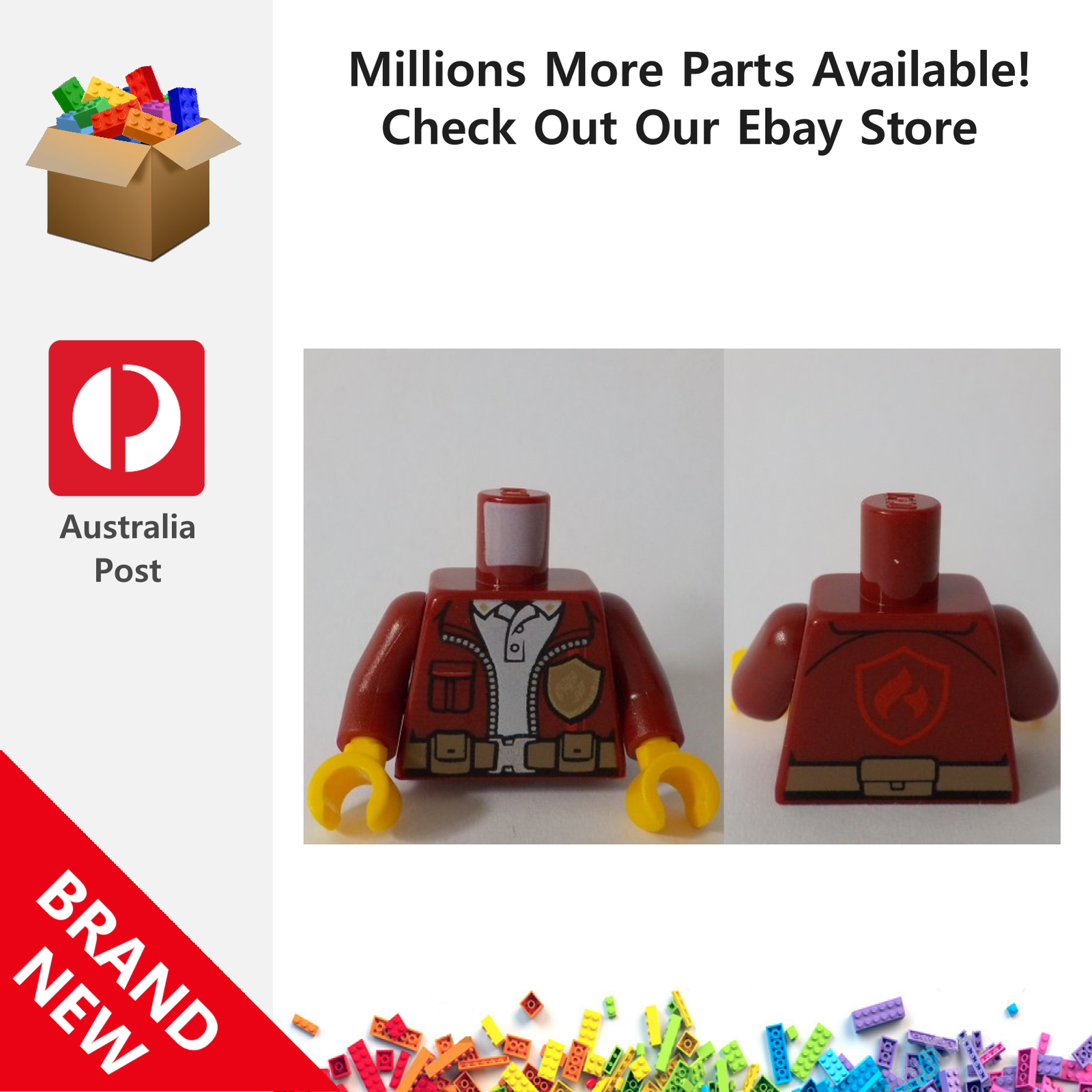 Genuine LEGO™ Dark Red Torso Jacket with Gold Fire 973 6271751 New ...