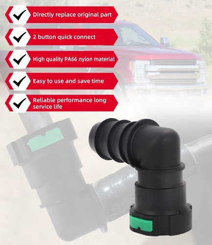 For Ford 24 x 24mm 90 Deg Elbow 2 Button Quick Connect DEF Tank ...