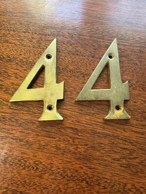 Vintage Solid Brass Address numbers 44 - Two 4’s - Screw Mount |Patina ...