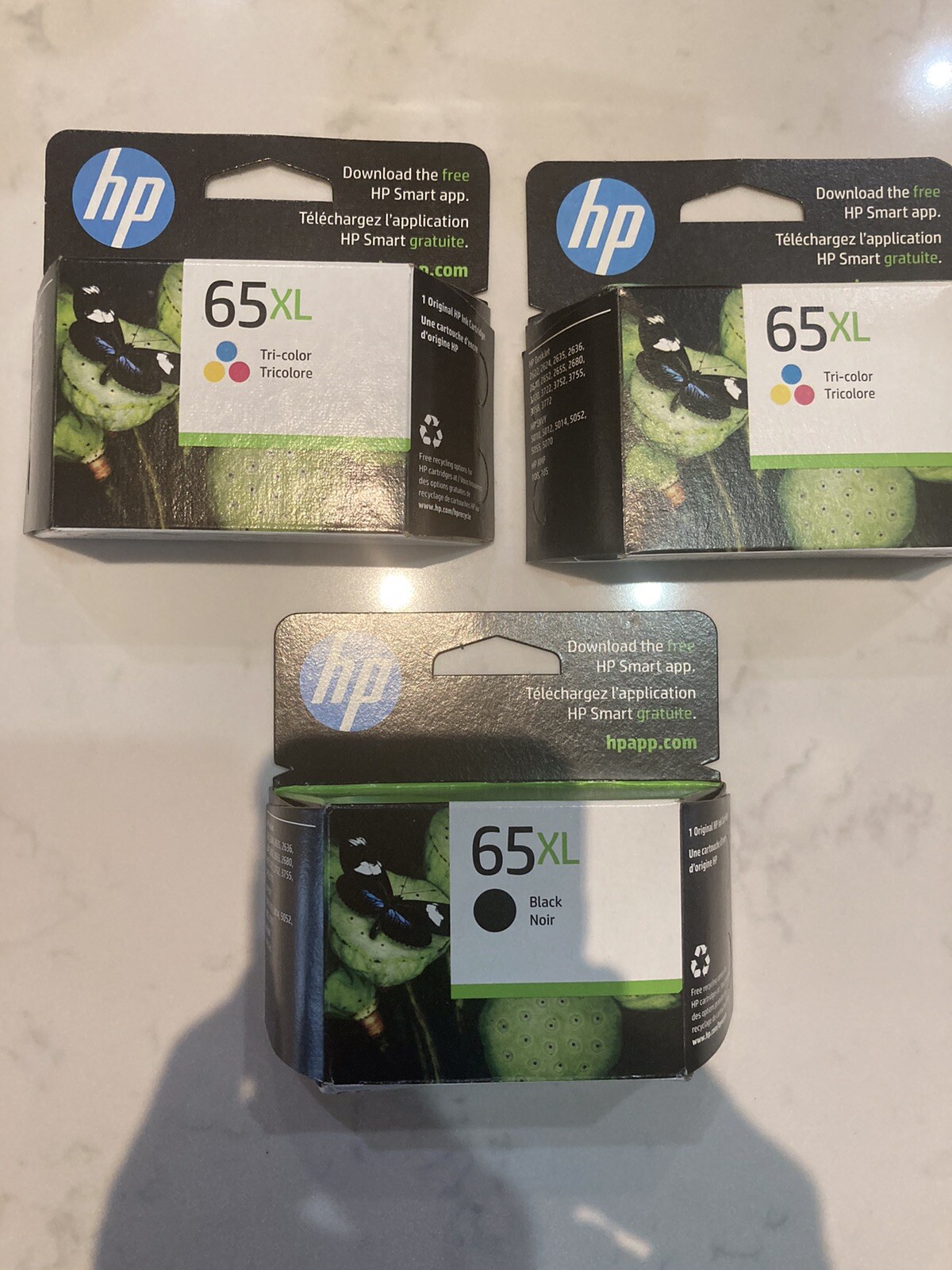 HP 65XL High-Yield Ink Cartridge Combo - Black/Tri Color, Pack of 3 | eBay