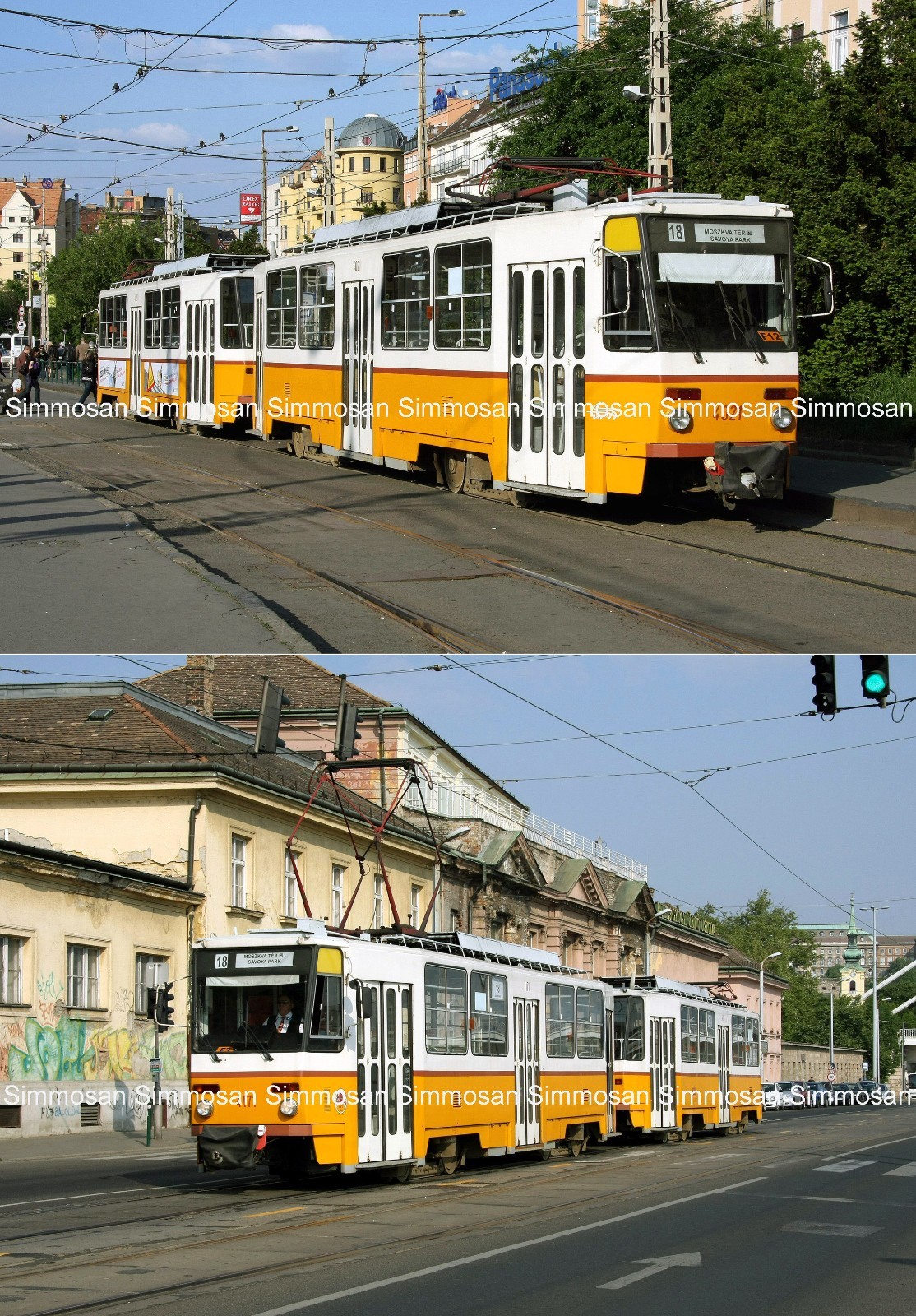 @ 6x4in TRAMWAY PHOTOS x 2 - BUDAPEST TATRA T5 TRAMS 4021 & 4171 IN ...