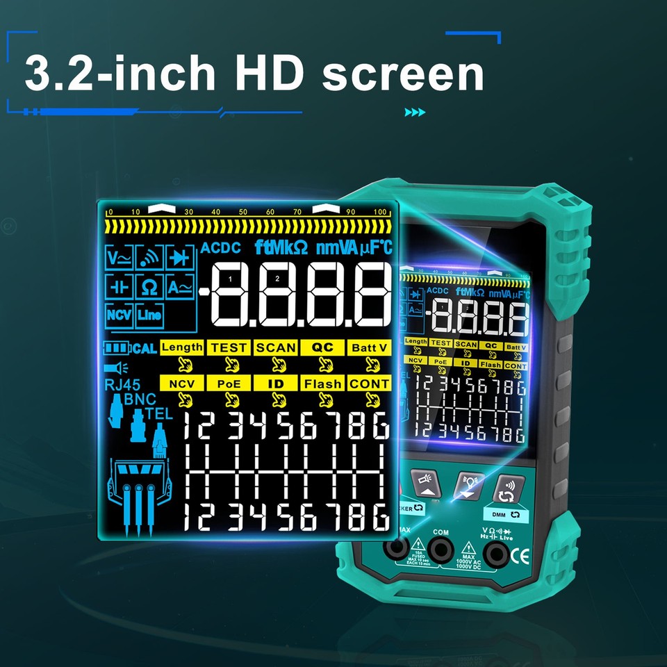 Network Cable Tester With Multimeter PoE NCV 400m Length Measurement ...