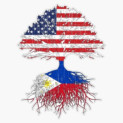 Filipino Roots Immigrant American Grown Philippines Flag Design Vinyl ...