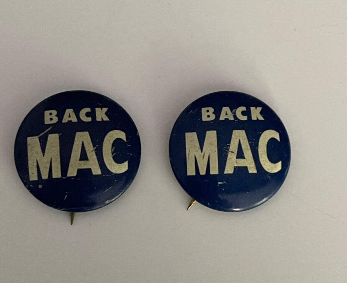 2 General Douglas MacArthur President Back Mac Campaign Button Pin 1948 ...