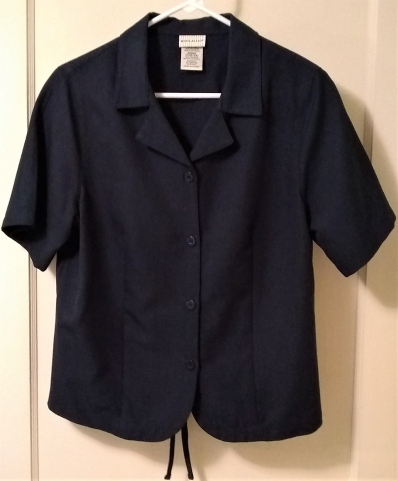 WHITE STAG NAVY BLUE WESKIT BLOUSE BUTTON FRONT CAREER SHIRT SHORT ...