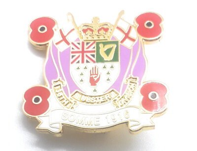 36TH ULSTER DIVISON 4 POPPIES LAPEL BADGE BATTLE OF THE SOMME LOYALIST ...