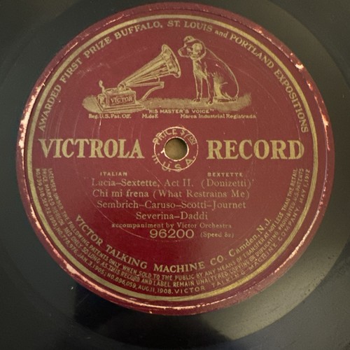 12” Victrola 78 RPM Sembrich Caruso Scotti Etc - Lucia Sextette Act 2 ...