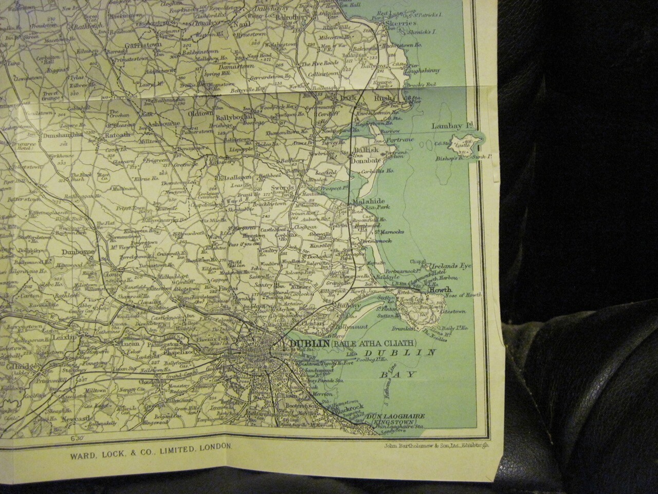 Vintage Map DUBLIN & DUNDALK Fingal IRELAND J Bartholomew 1940 Detailed ...
