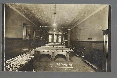 Des Moines IOWA RP c1910 MISSION POOL HALL Billiards Billiard Tables ...