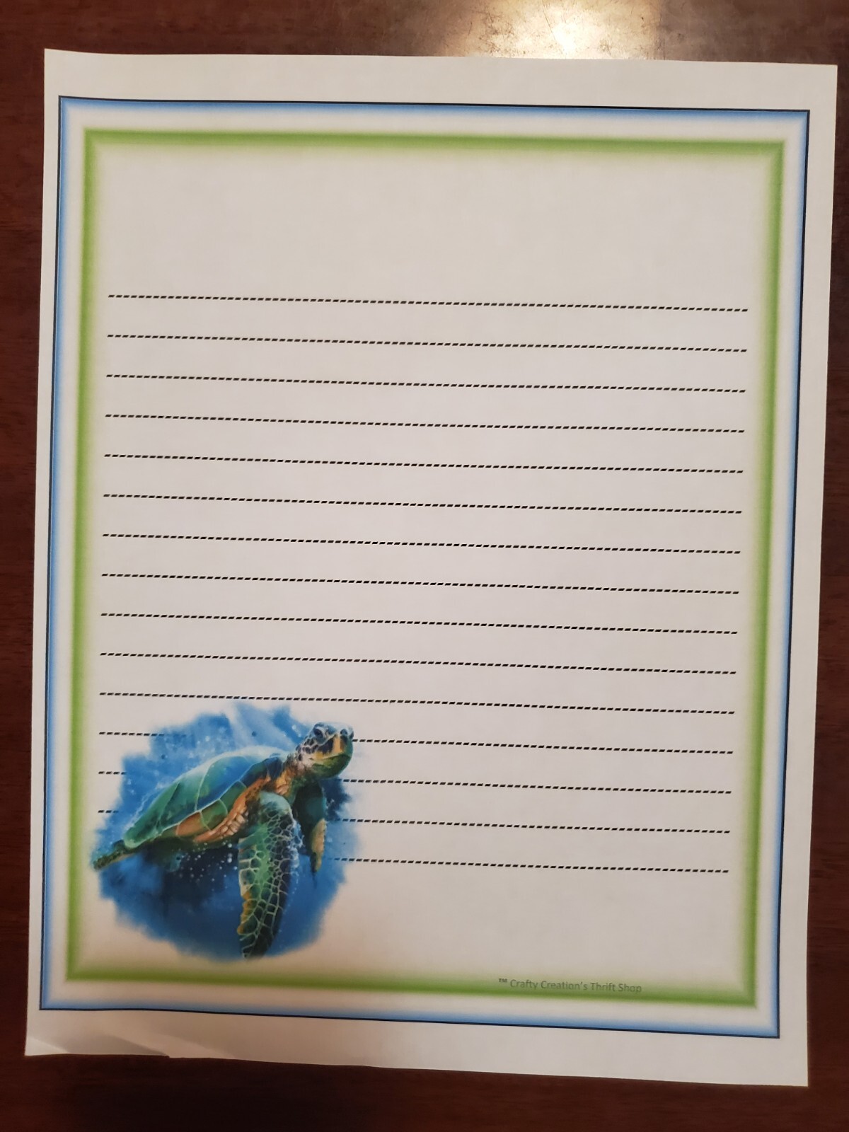 Sea Turtle lined stationary paper (30 Sheets) 8 ¹/² x 11 | eBay