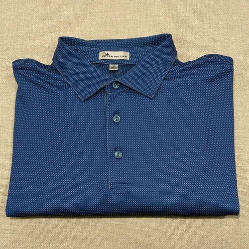 Peter Millar Polo Shirt Men’s XL Polka Dot Geo Print Golf Lakewood CC ...