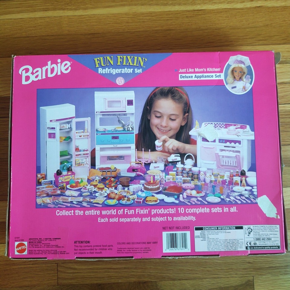 Vtg 1997 Barbie Fun Fixin' Refrigerator Set Mattel NIB UNOPENED Rare ...