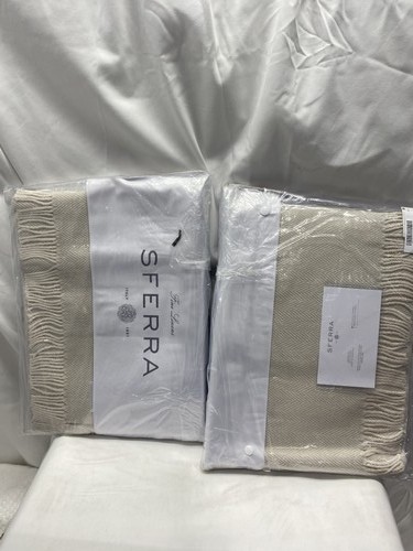 SFERRA Celine Herringbone Throw Blanket Tin Cotton Lot of 2x | eBay