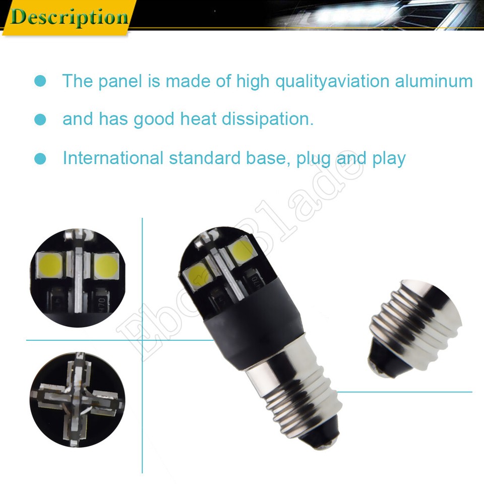 2 x E10 Screw LED Light Bulb 6.5W Super Bright 1447 base White Lamp ...