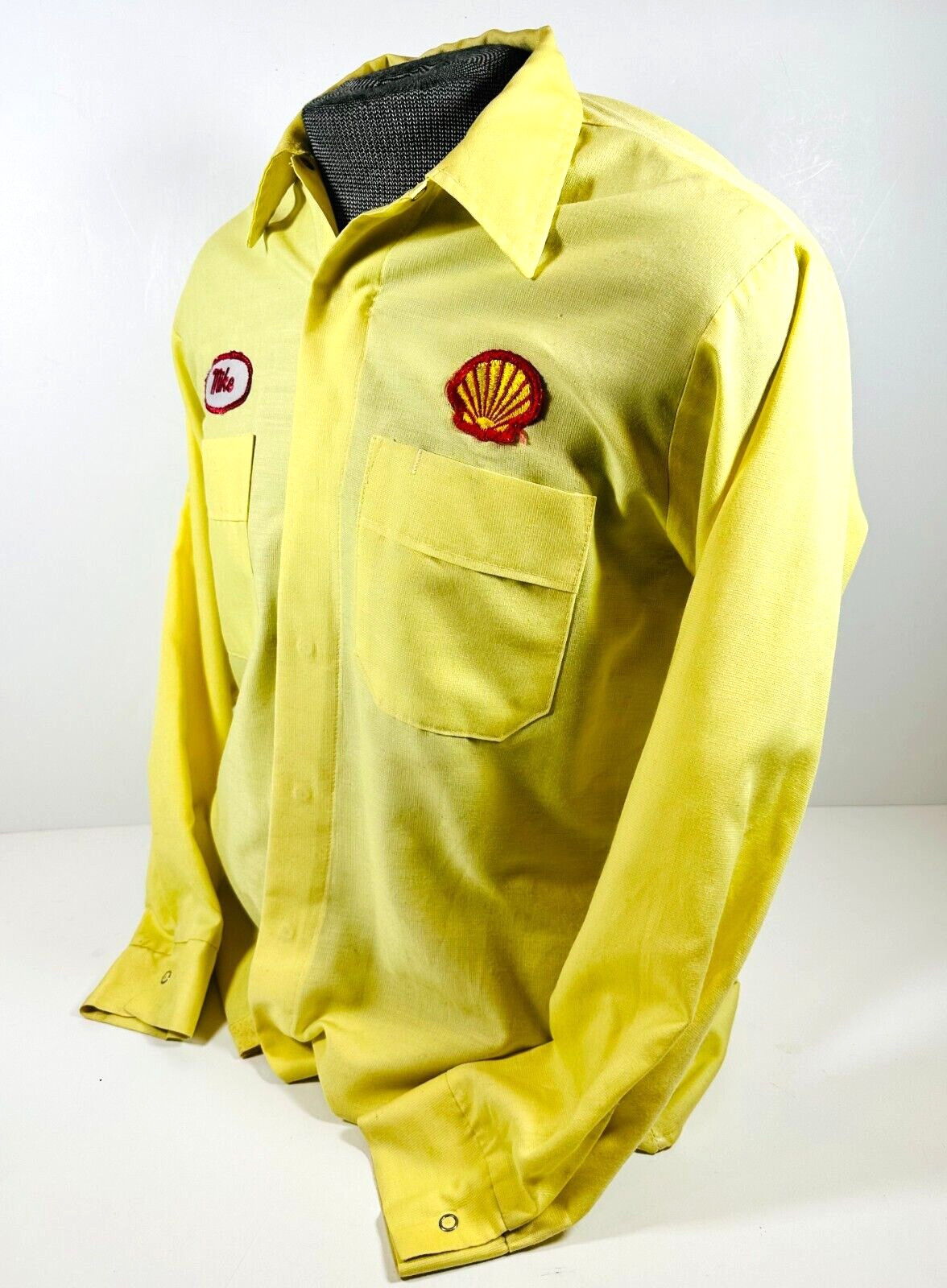 VTG Shell Oil Gas Station Employee Long Sleeve Snap S… - Gem