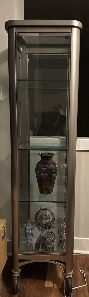 Ethan Allen Radius Collection: Brushed Nickel Curio Cabinets - 4 ...