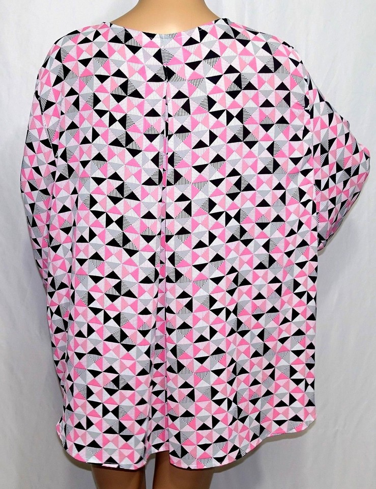 N Touch Women Plus 1x 2x Pink White Black Elegant Chiffon Tunic Top ...