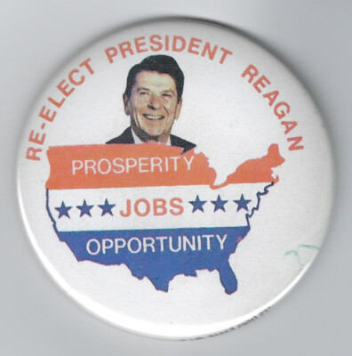 1984 Ronald Reagan Prosperity Jobs Opportunity campaign button pin 3 ...