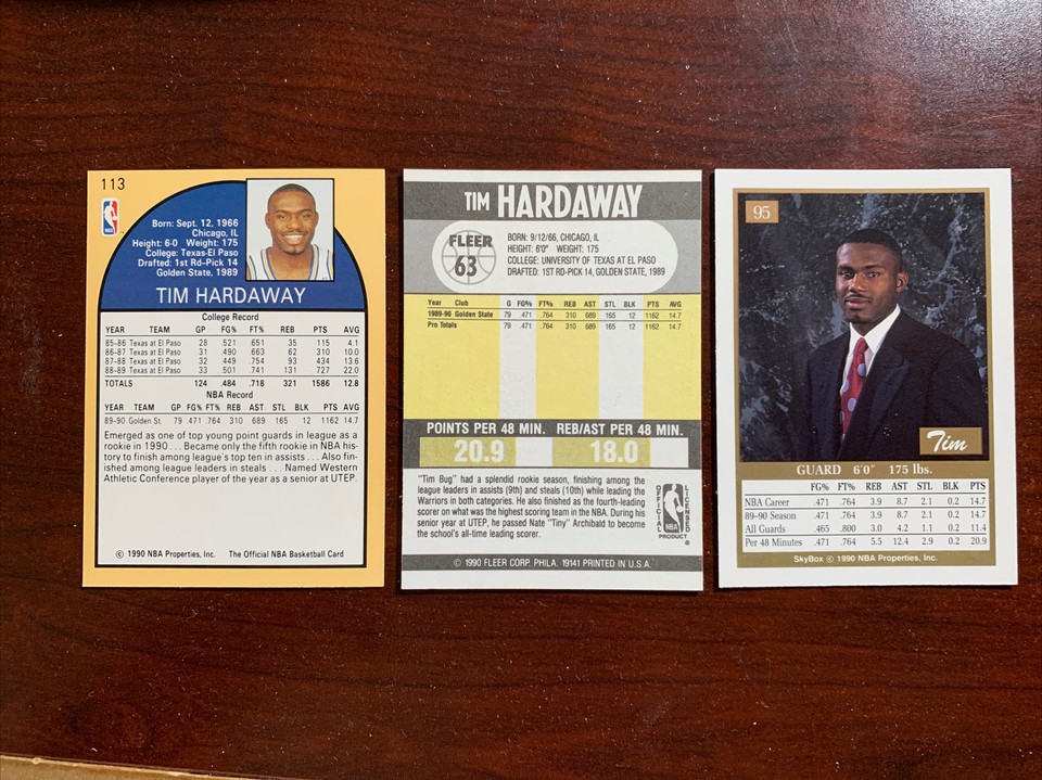 Tim Hardaway Rookie RC Lot Of 3 1990-91 Fleer Skybox Hoops NM-MT Or ...
