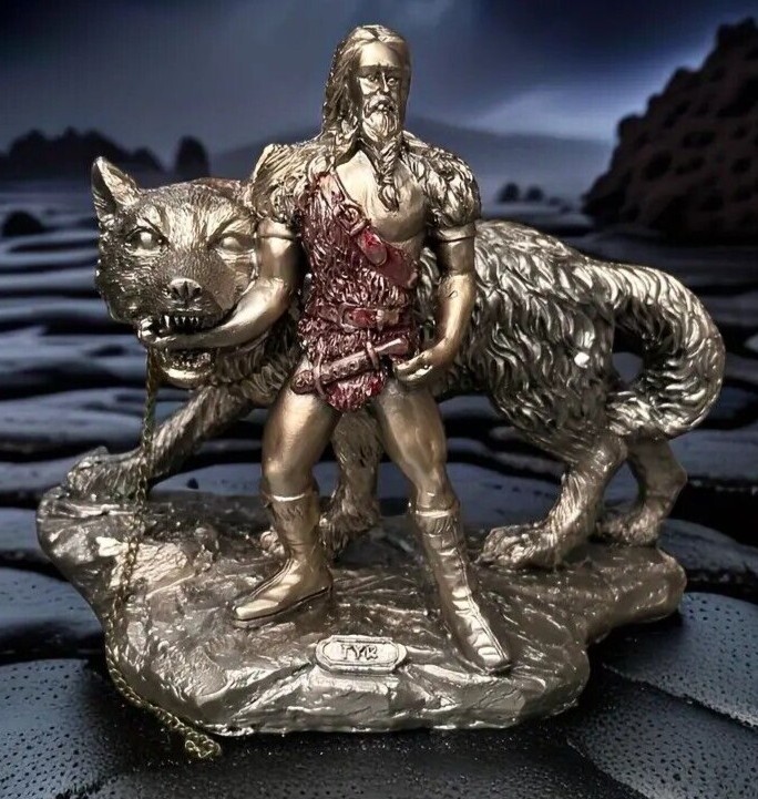 Norse God Tyr and Fenrir Statue | Norse Mythology | The Binding of ...